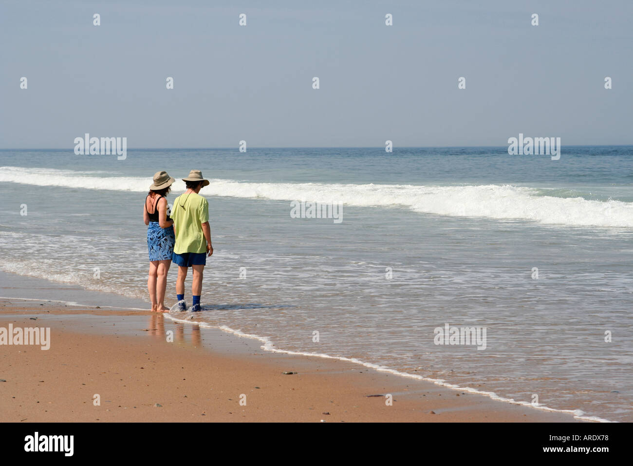 Middle aged couple at Marconi Beach Cape Cod Massachusetts summer 2005 ...
