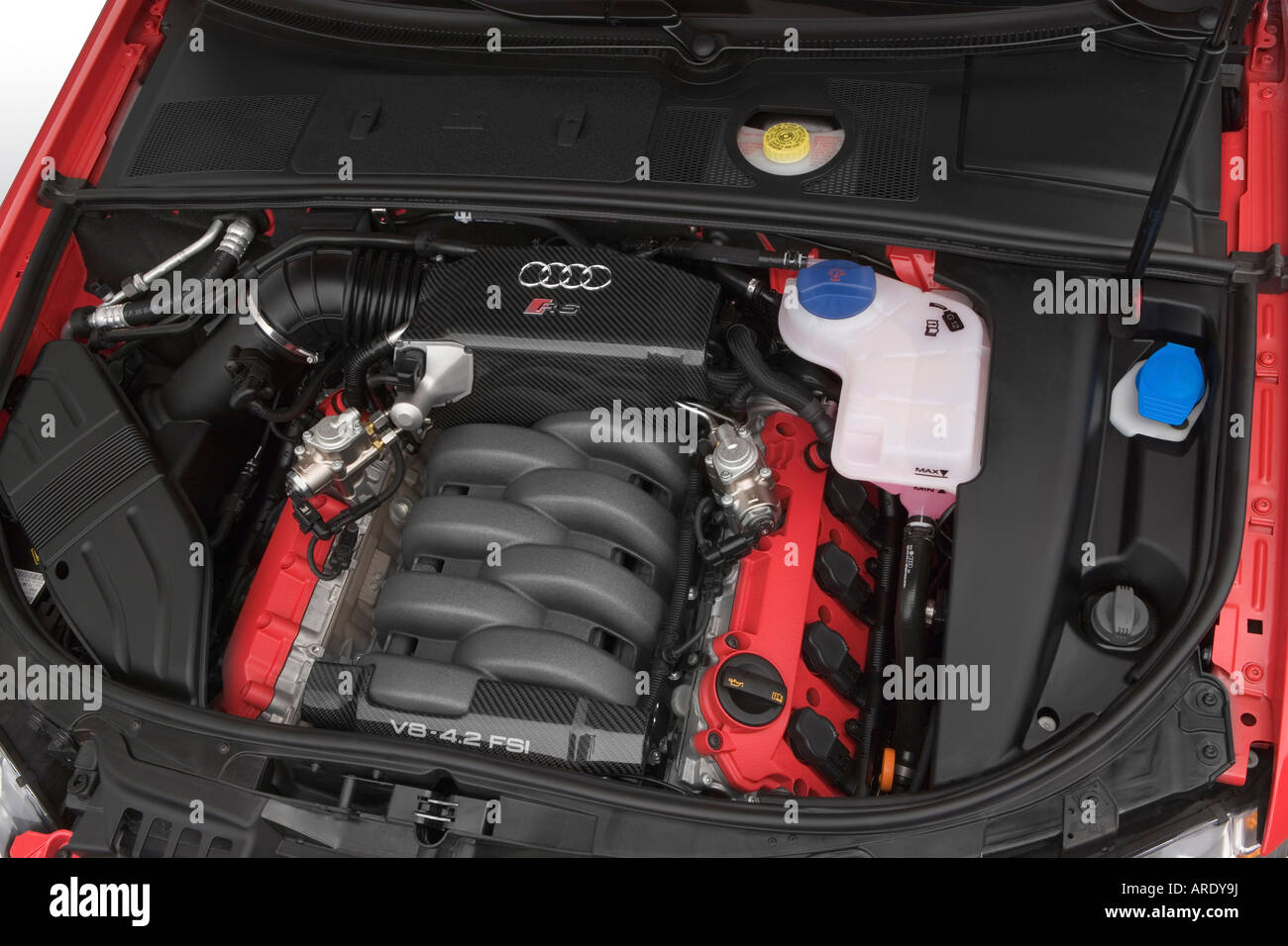 2007 Audi RS 4 in Red - Engine Stock Photo - Alamy