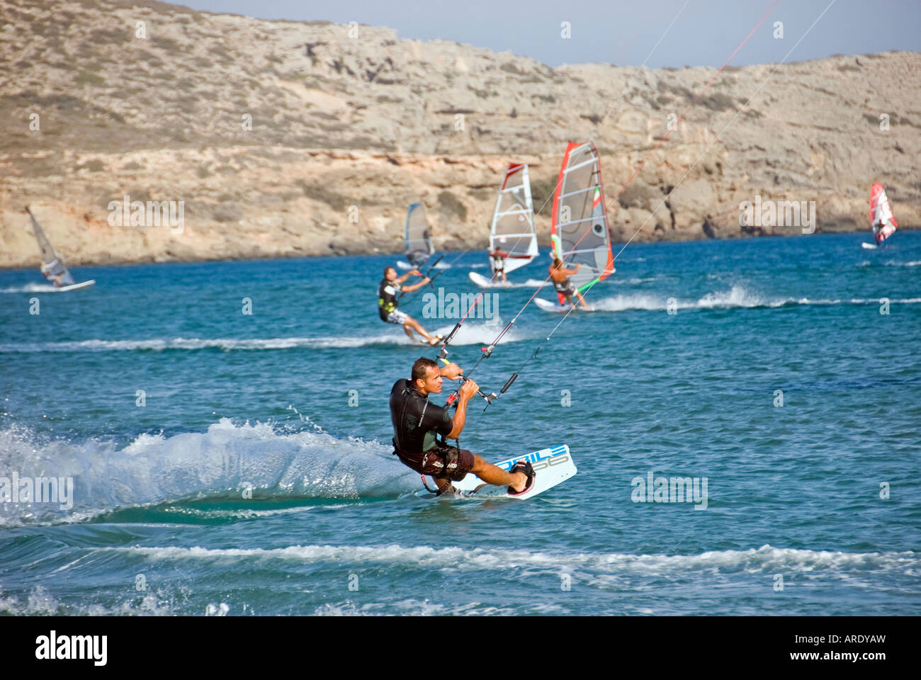 Kite Surfer at Prasonisi Beach, Rhodes, Dodecanese Greece Stock Photo ...