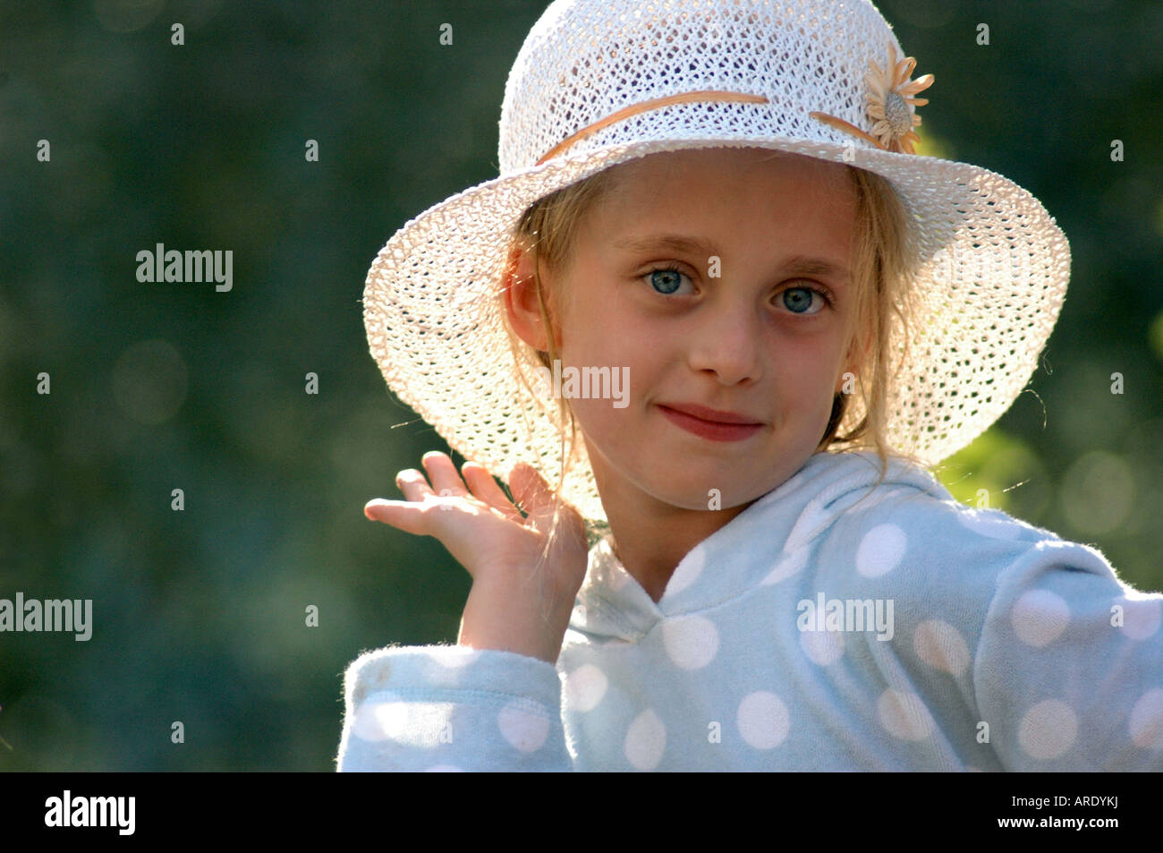 Royalty free photograph of British young girl on summer holiday in ...