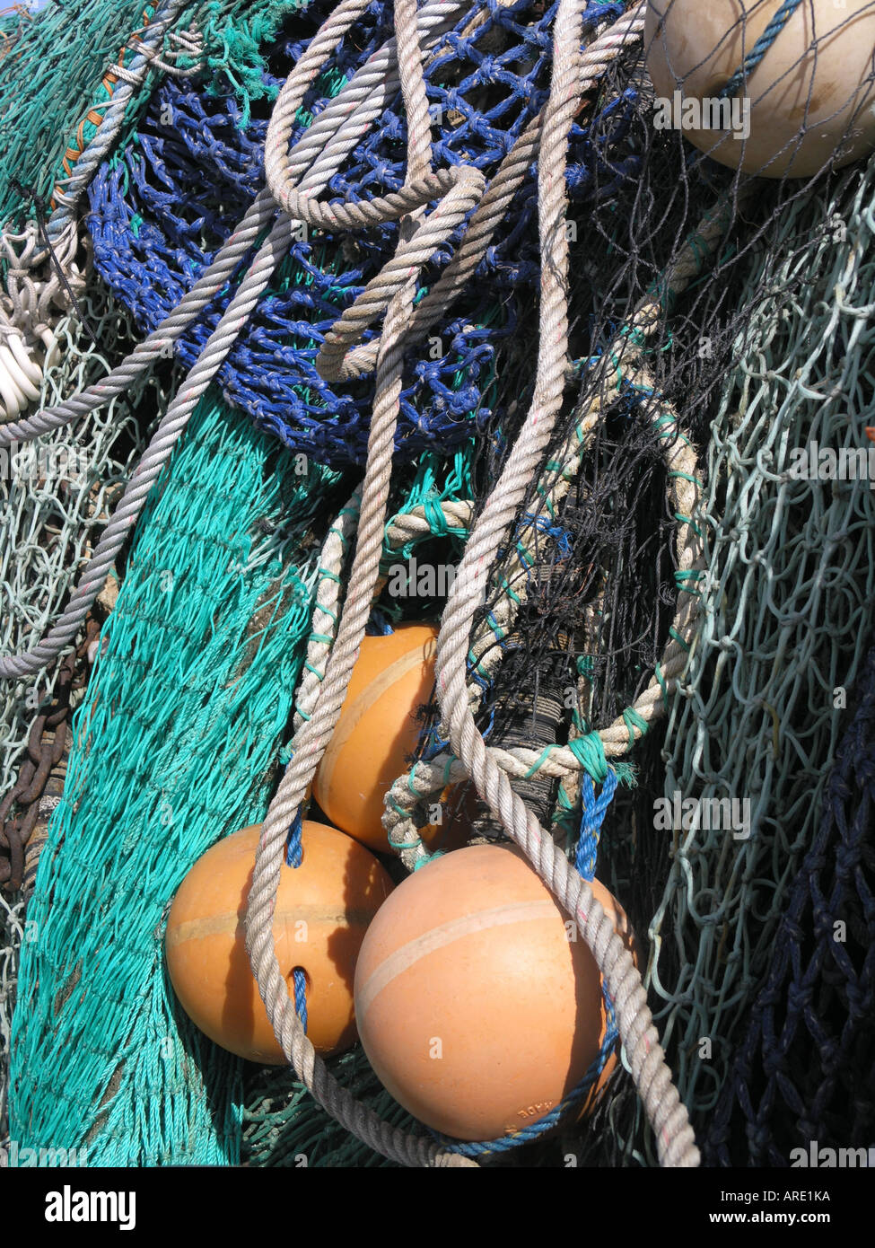 Fishing nets floats and ropes Stock Photo - Alamy