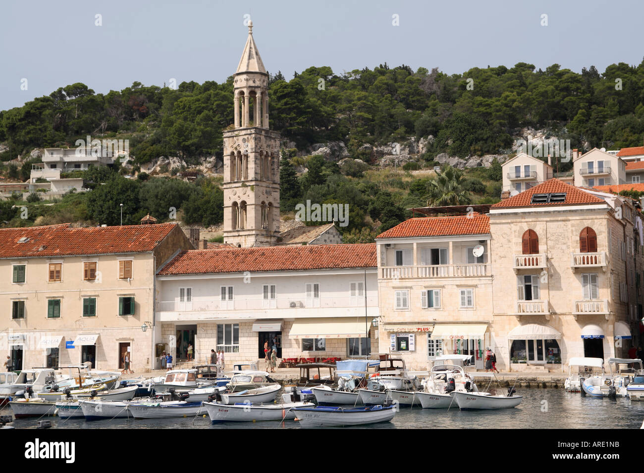Croatia. Hvar. Harbour, with St.Marks tower Stock Photo - Alamy