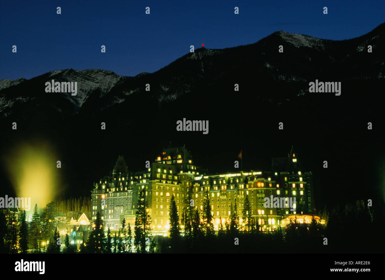 Banff Springs Hotel at Night Stock Photo - Alamy