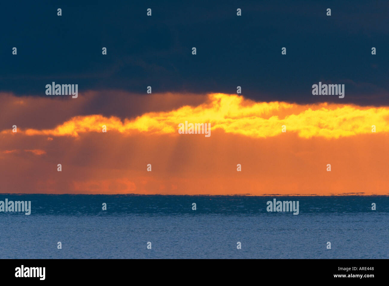 Crepuscular light rays also known as god beams over Juan de Fuca Strait ...