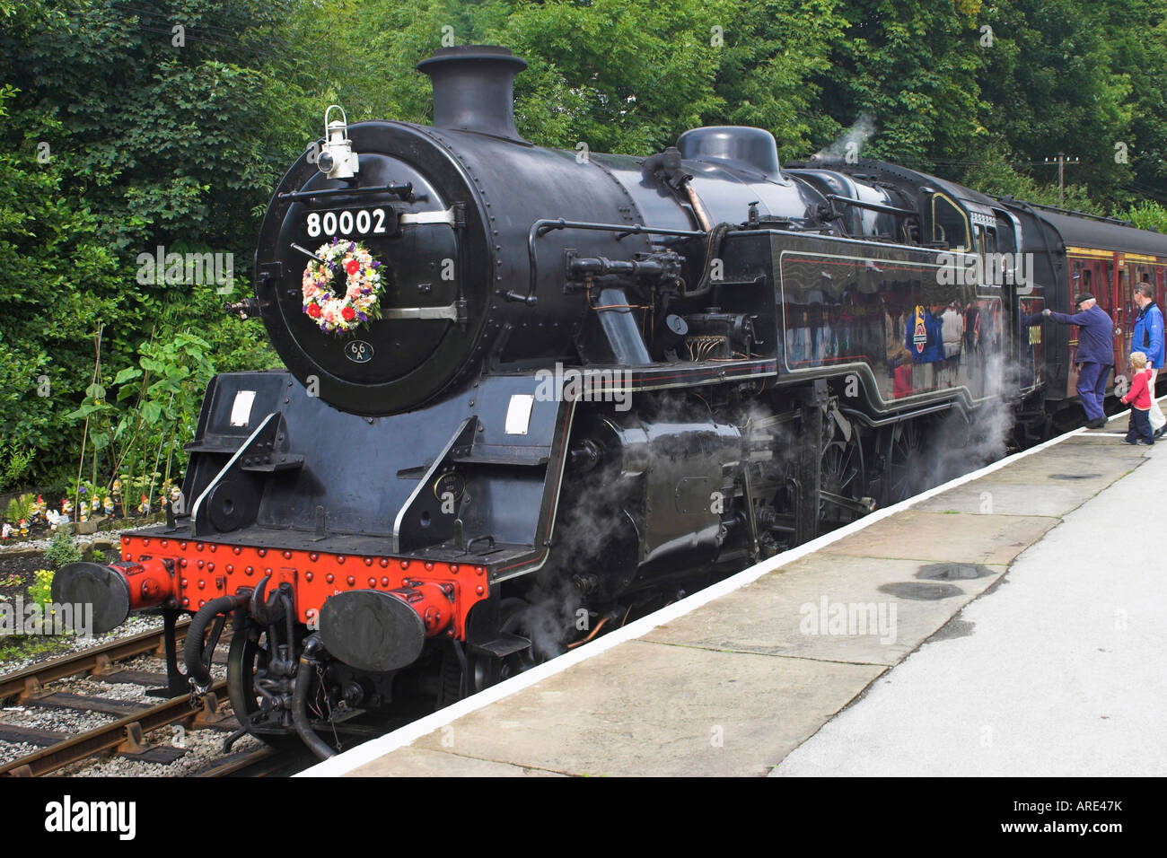 A steam train at Oxenhope Station. Keighley and Worth Valley Railway ...