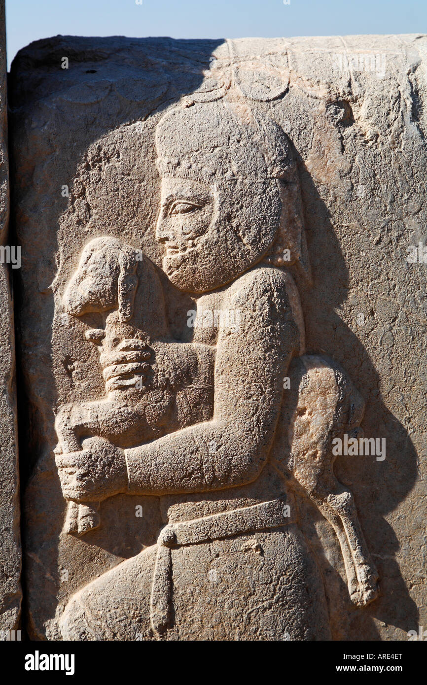 Bas relief of a man bringing gifts to the Persian king Persepolis Iran ...