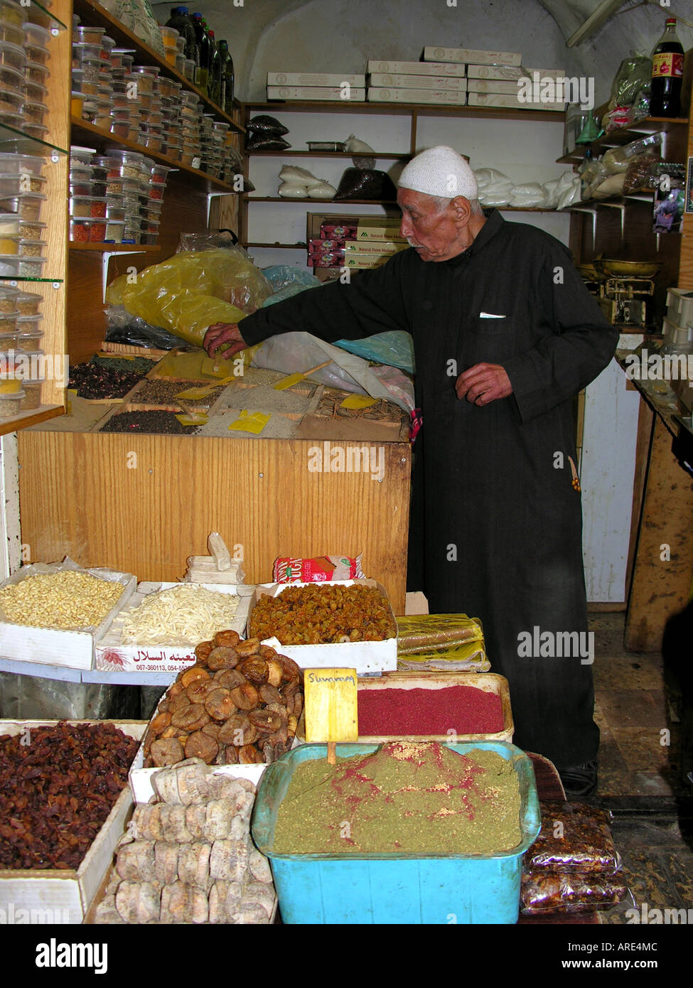 Spice merchant in Muslim Quarter Jerusalem Old City Israel Stock Photo ...