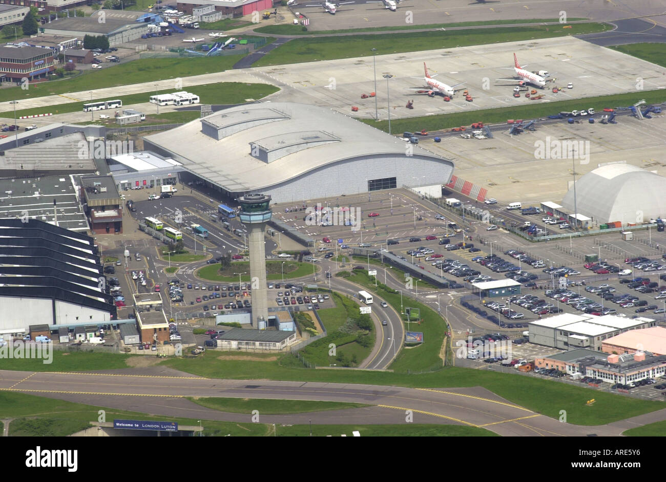 Aerial view of Luton airport Bedfordshire UK Stock Photo - Alamy