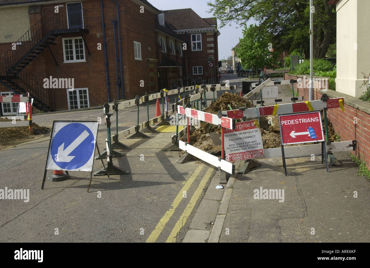 Road works block a path UK Stock Photo - Alamy