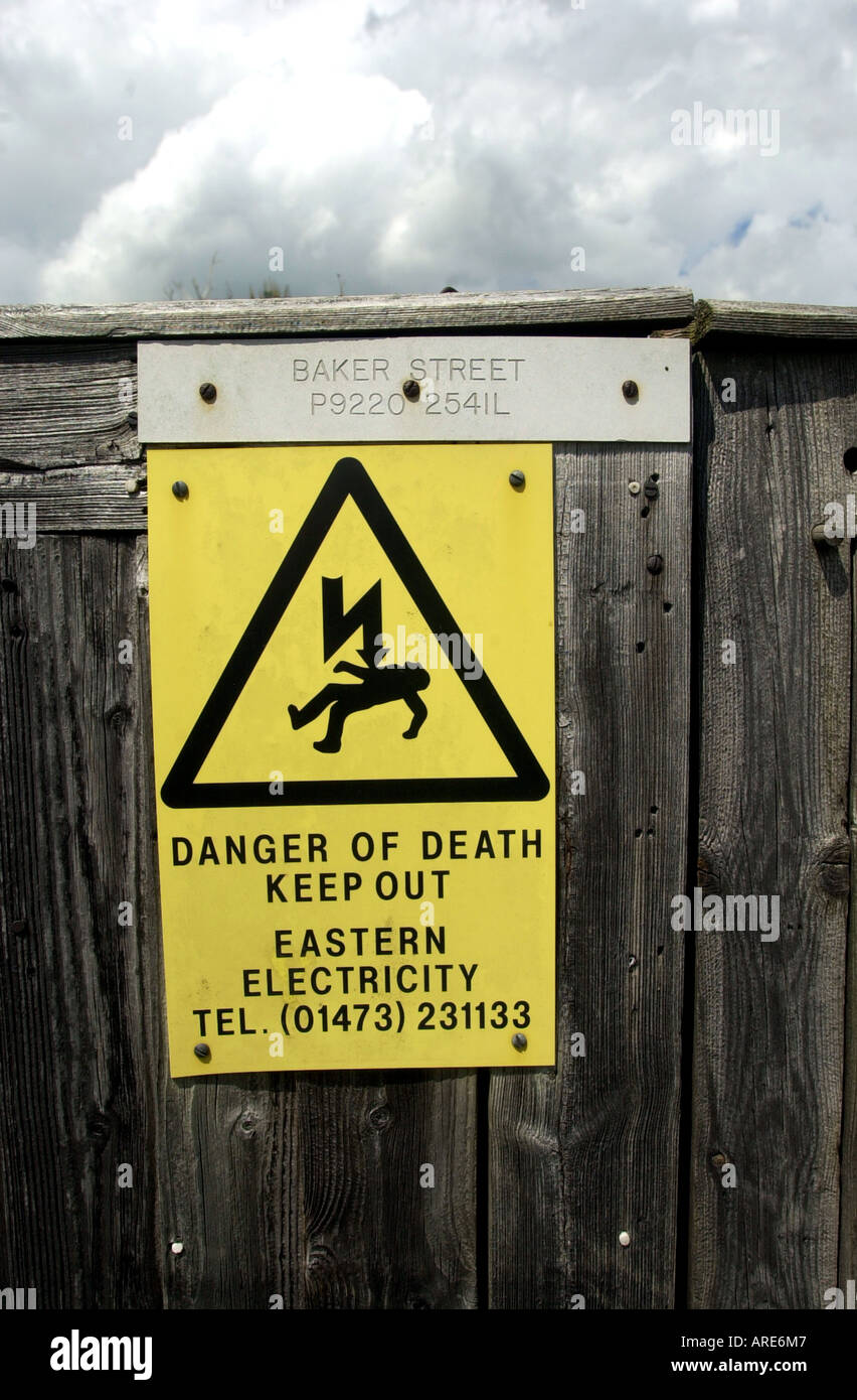 Electricity sub station danger sign UK Stock Photo - Alamy