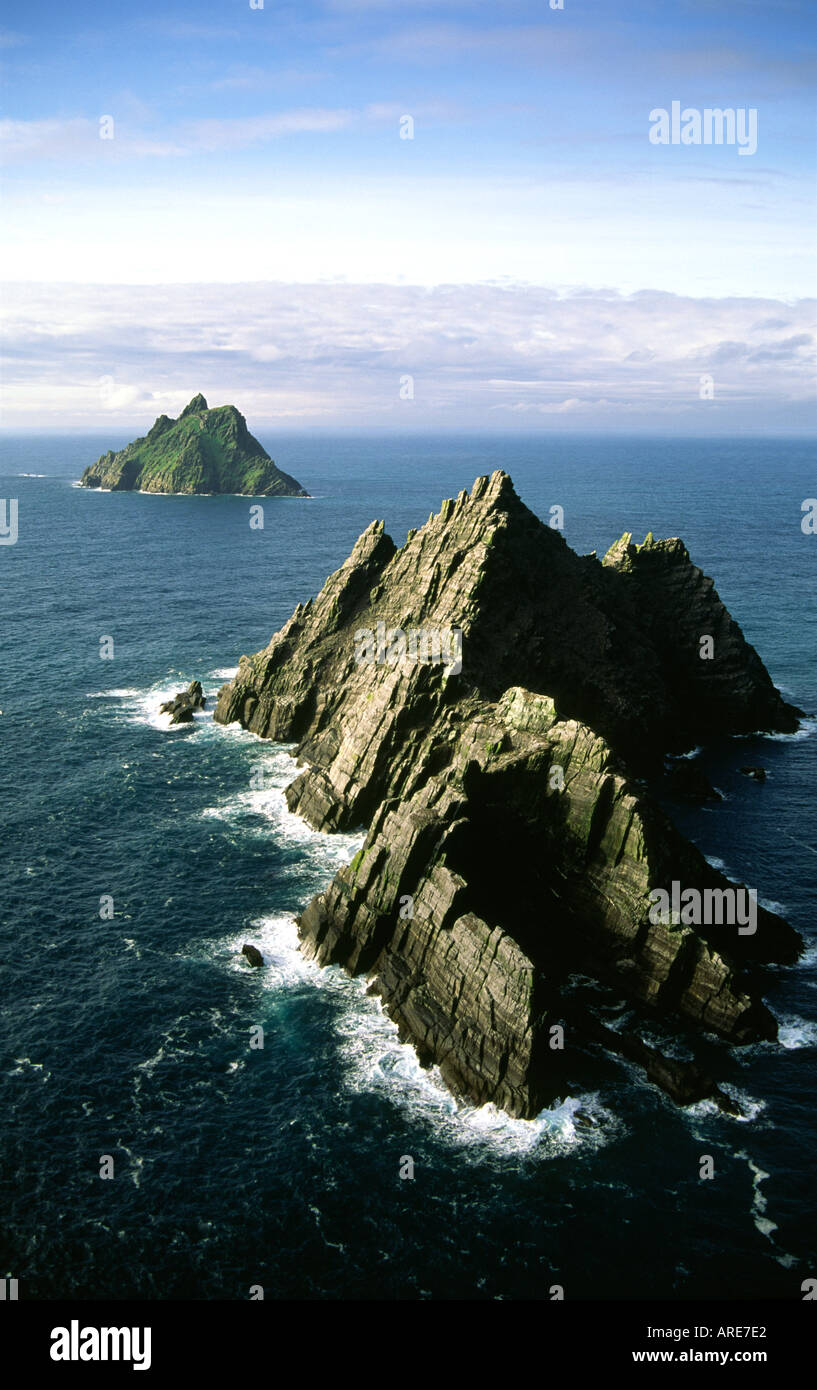 Little Skellig with early Celtic monastery island of Skellig Michael ...