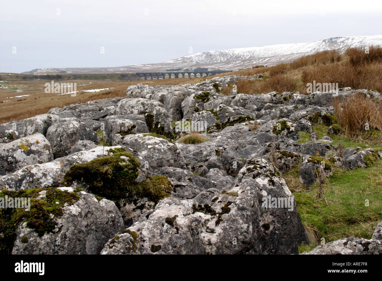 Whernside and Ribblehead Viaduct with snow Stock Photo - Alamy