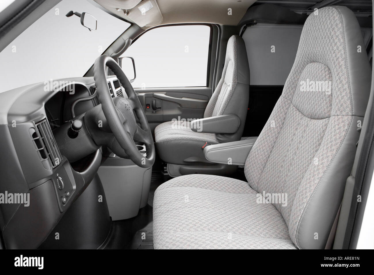 2006 Chevrolet Express Cargo 1500 in White - Front seats Stock Photo ...