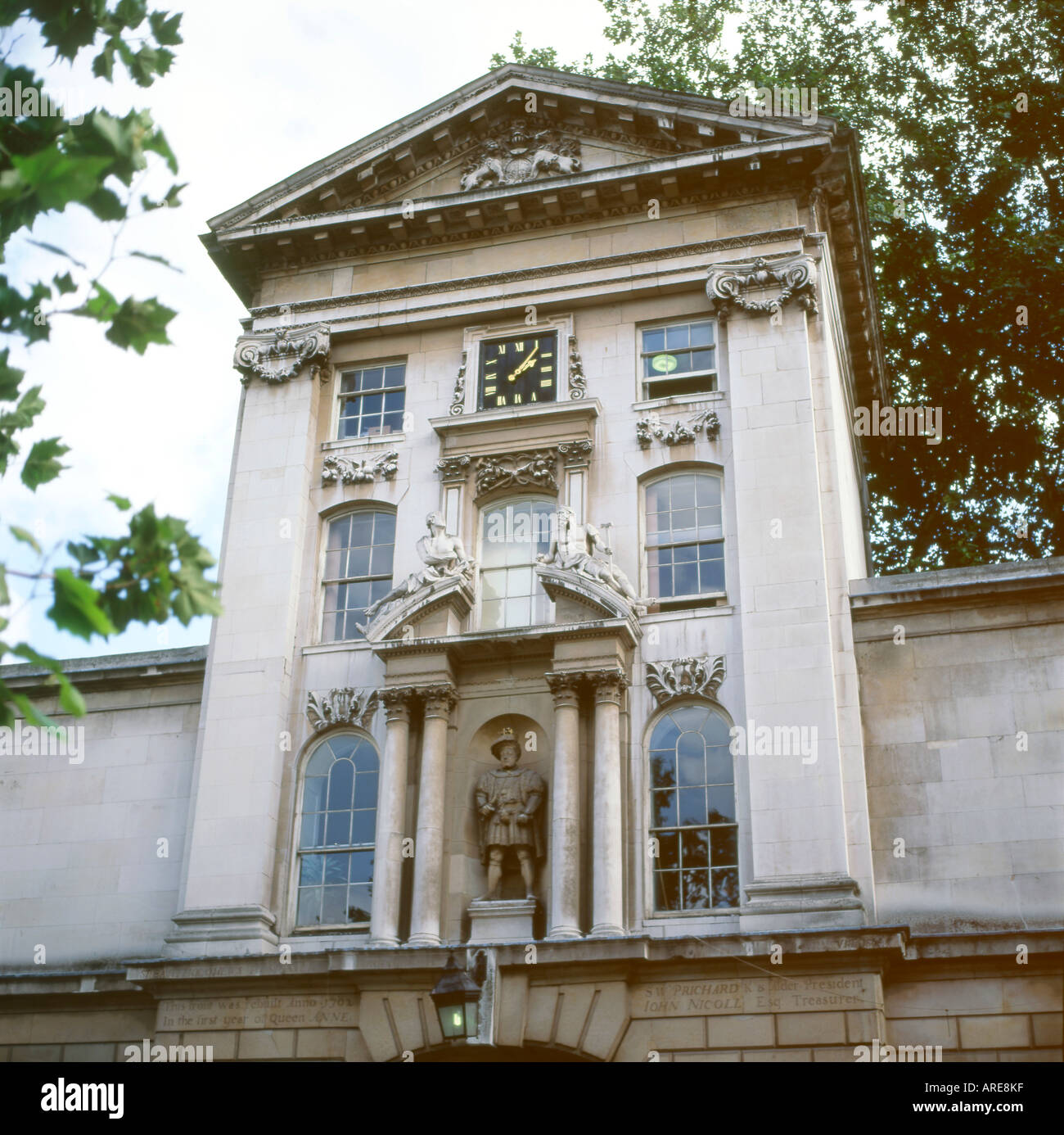 Exterior view of the old facade entrance of St Bartholomews Barts ...
