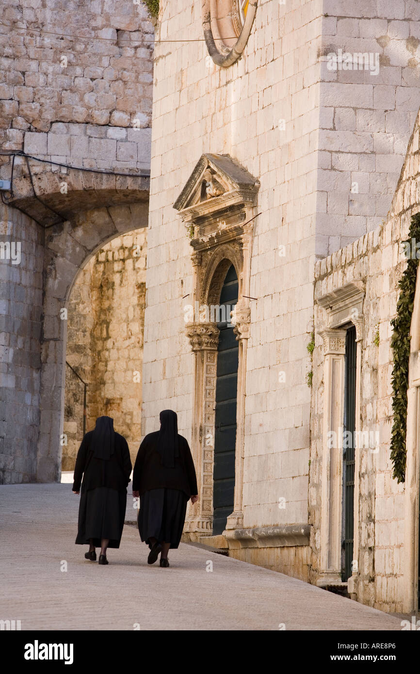 Two Nuns Walk Together in the Streets of Dubrovnik Croatia Stock Photo ...