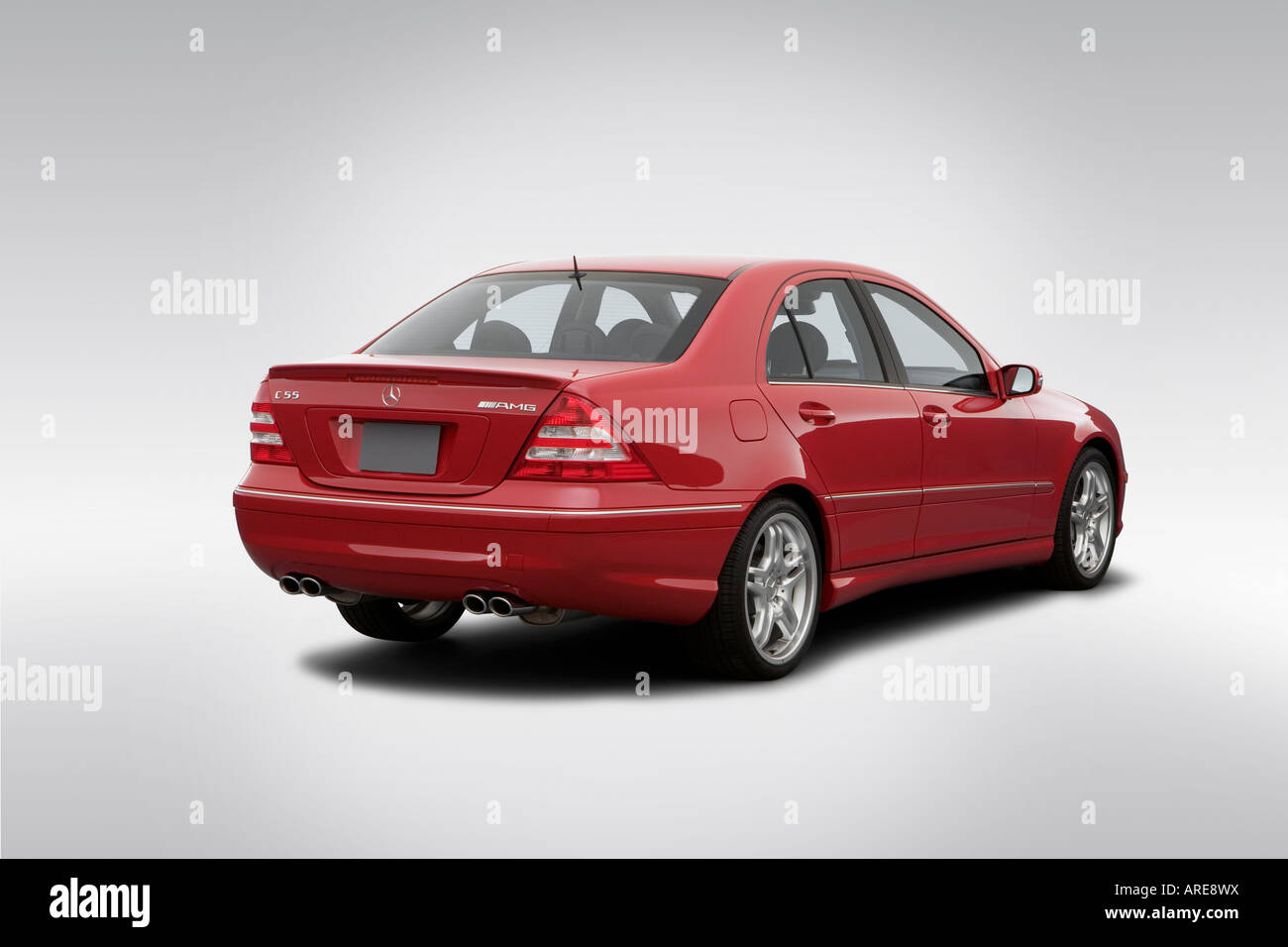 2005 Mercedes-Benz C55 AMG in Red - Rear angle view Stock Photo - Alamy