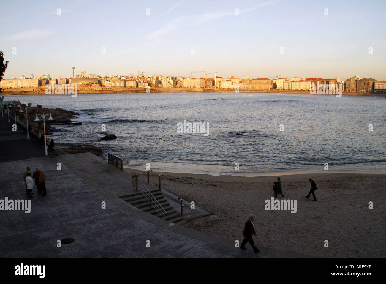 View of La Coruña from Playa Riazor, Spain Stock Photo - Alamy
