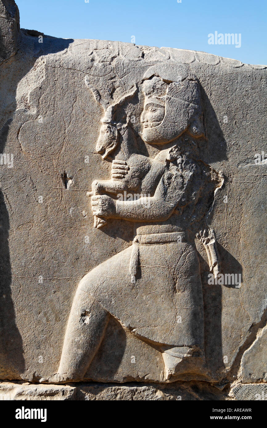 Bas relief of a man bringing gifts to the Persian king Persepolis Iran ...