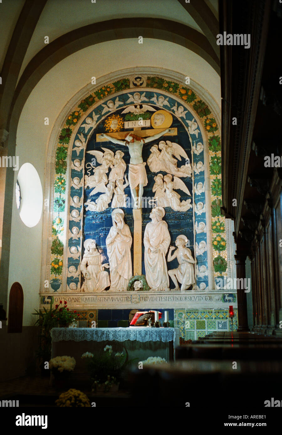 La Verna Church of the stigmata.Great majolica bas-relief by Andrea ...