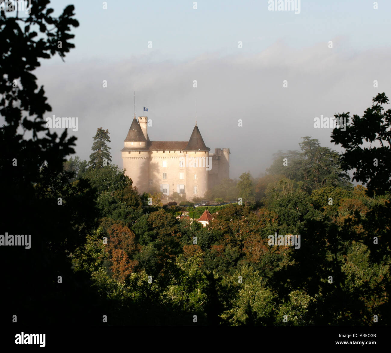 French chateau in the woods Stock Photo - Alamy