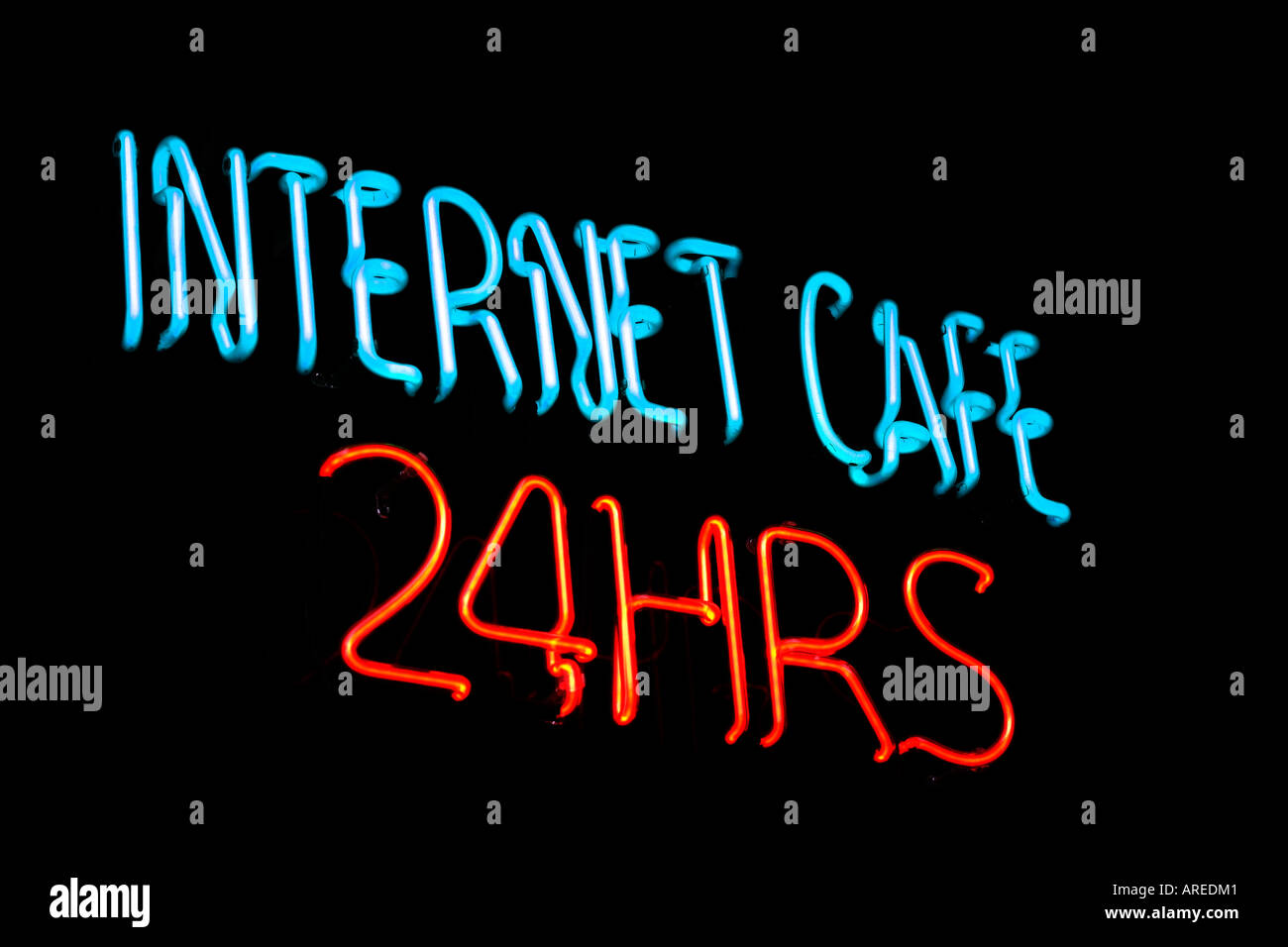 INTERNET CAFE 24 HRS neon sign Stock Photo - Alamy