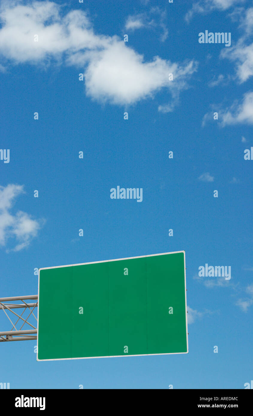 Blank green overhead road sign Stock Photo - Alamy