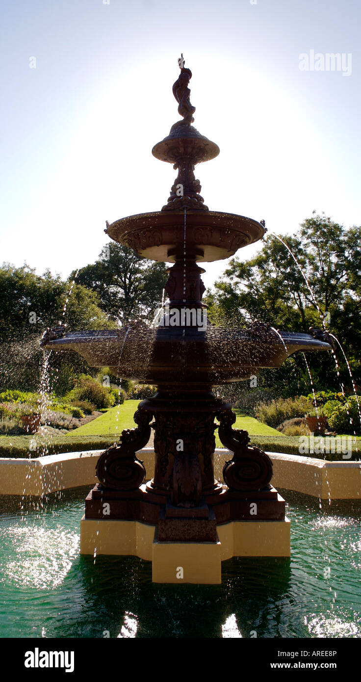 Victorian era fountain in lush botanic gardens Stock Photo - Alamy