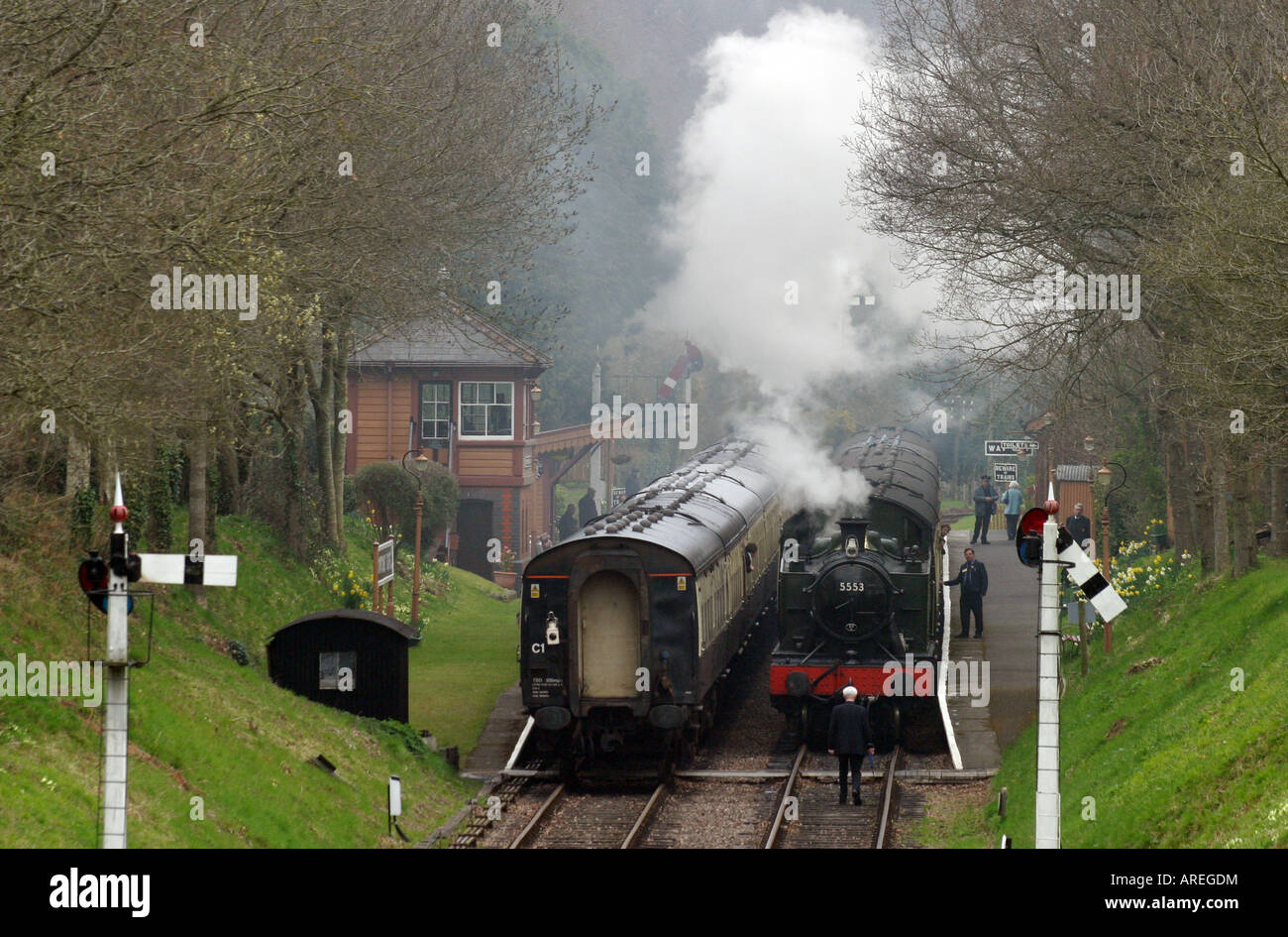 The West Somerset Railway GWR 2 6 2T no 5553 at Stogumber station in ...