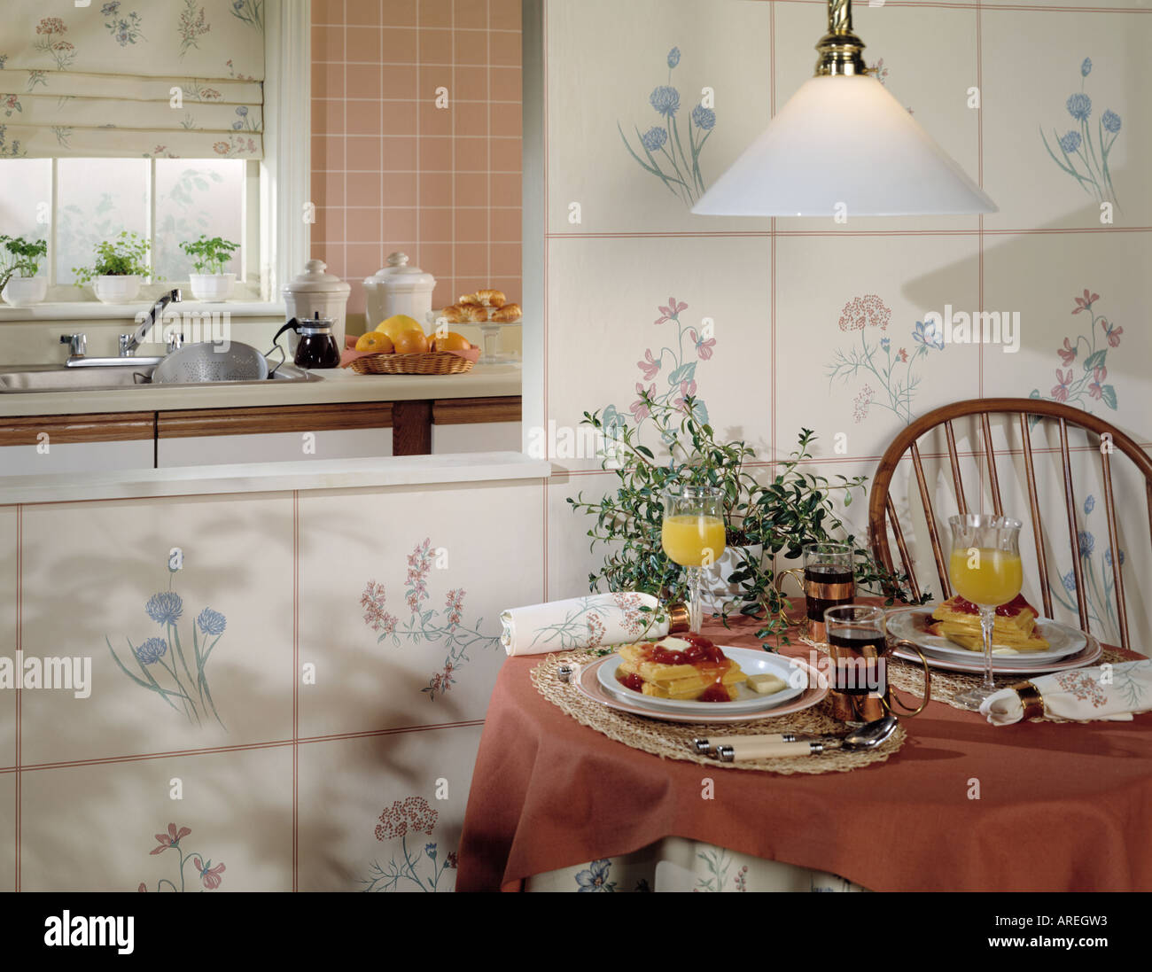 room interior kitchen breakfast food Stock Photo - Alamy