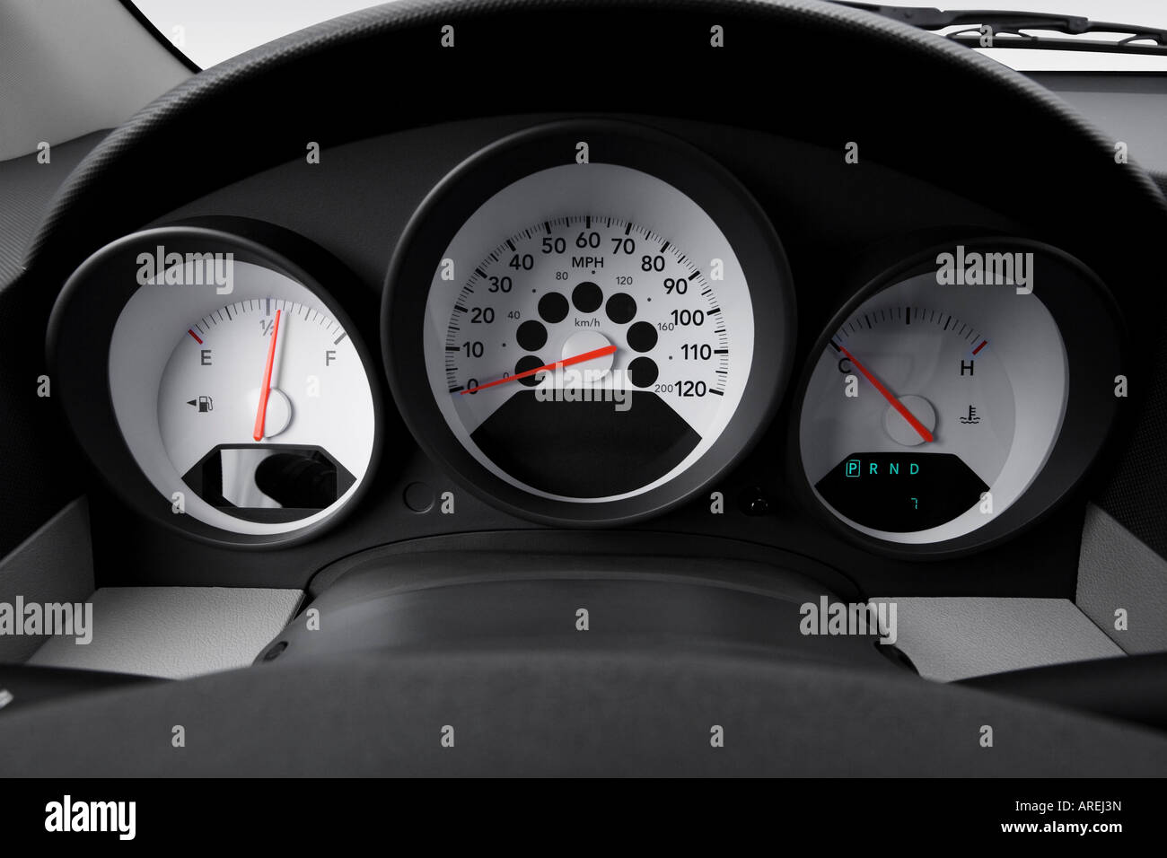 2007 Dodge Caliber SE in Orange - Speedometer/tachometer Stock Photo ...