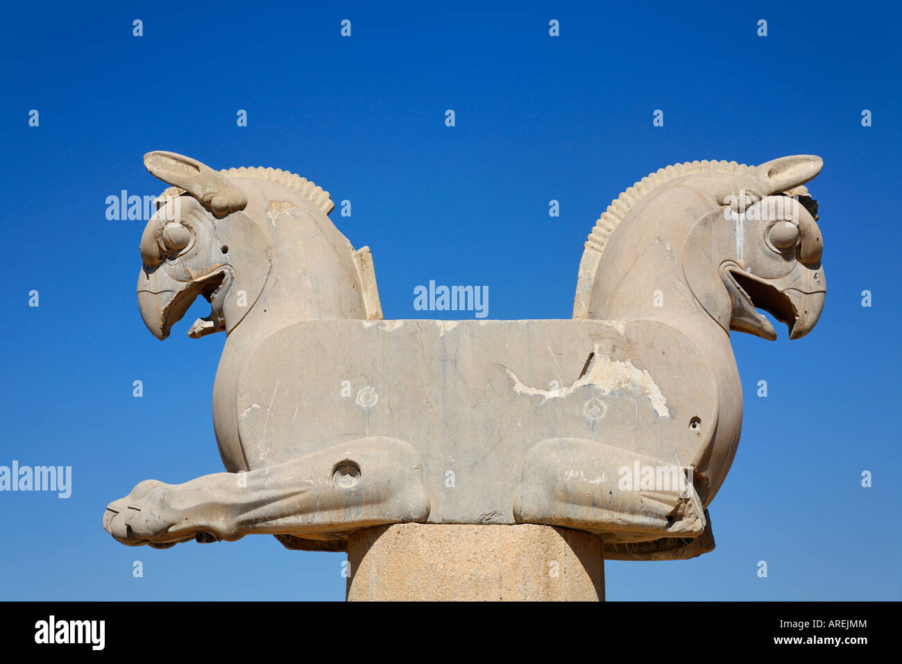Sculpture of a double headed homa bird Persepolis Iran Stock Photo - Alamy
