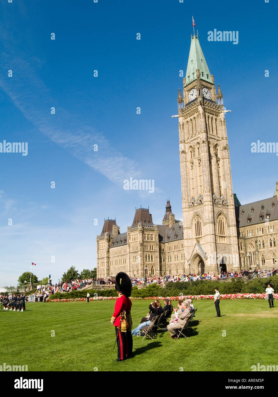 Officers and family watching the Changing of the Guard ceremony in ...