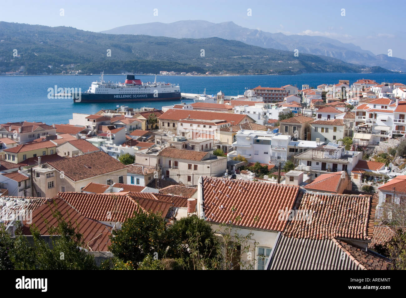 Samos town, view to the port, samos island greece Stock Photo - Alamy
