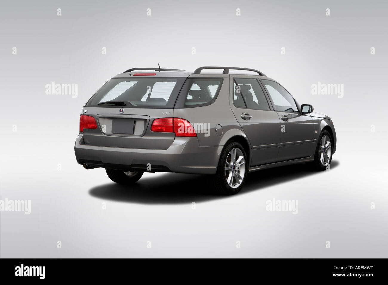 2006 Saab 9-5 2.3T Sport Combi in Gray - Rear angle view Stock Photo ...
