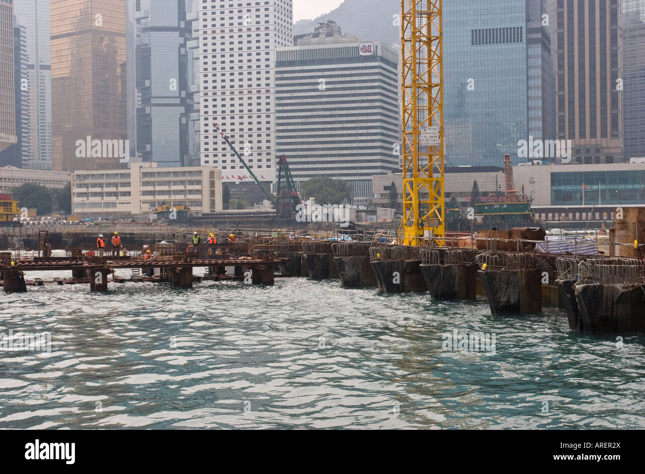 Land reclamation work in Hong Kong Harbour Stock Photo - Alamy