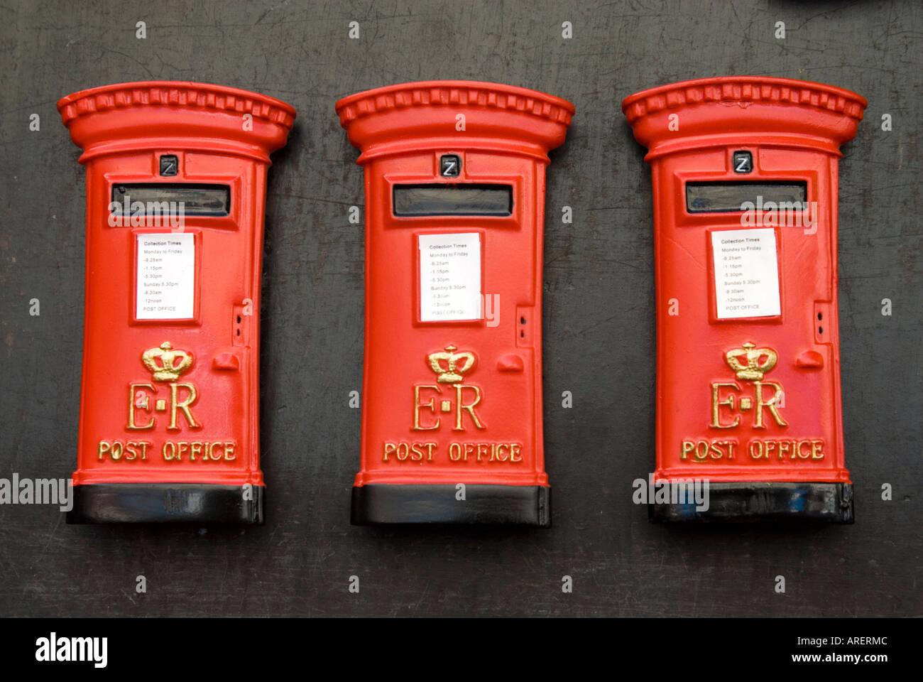 Souvenirs of iconic red Post Office letter boxes, England UK Stock ...