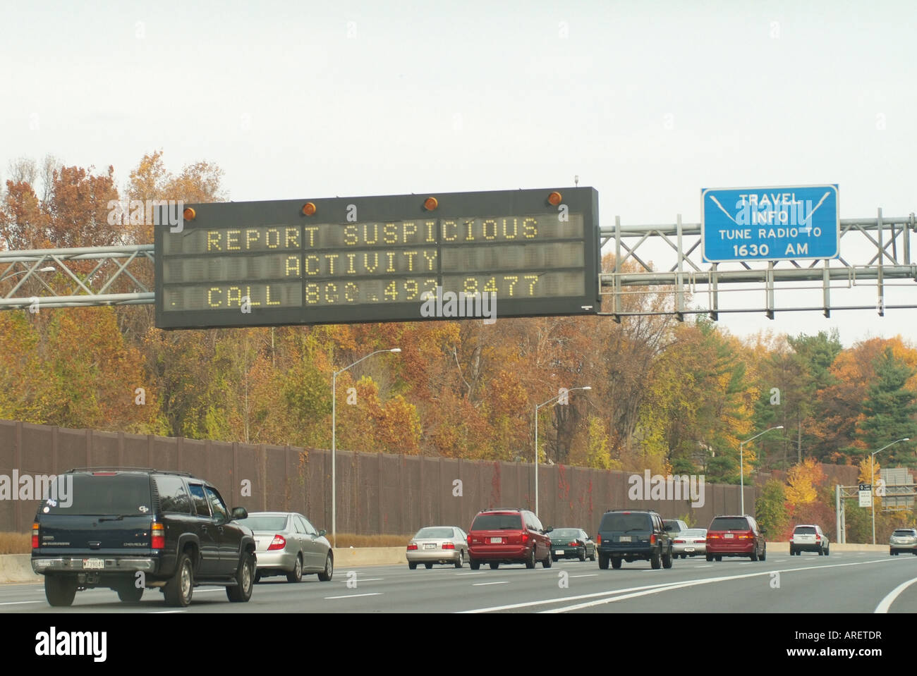 Overhead sign on Capital Beltway Washington DC Stock Photo - Alamy