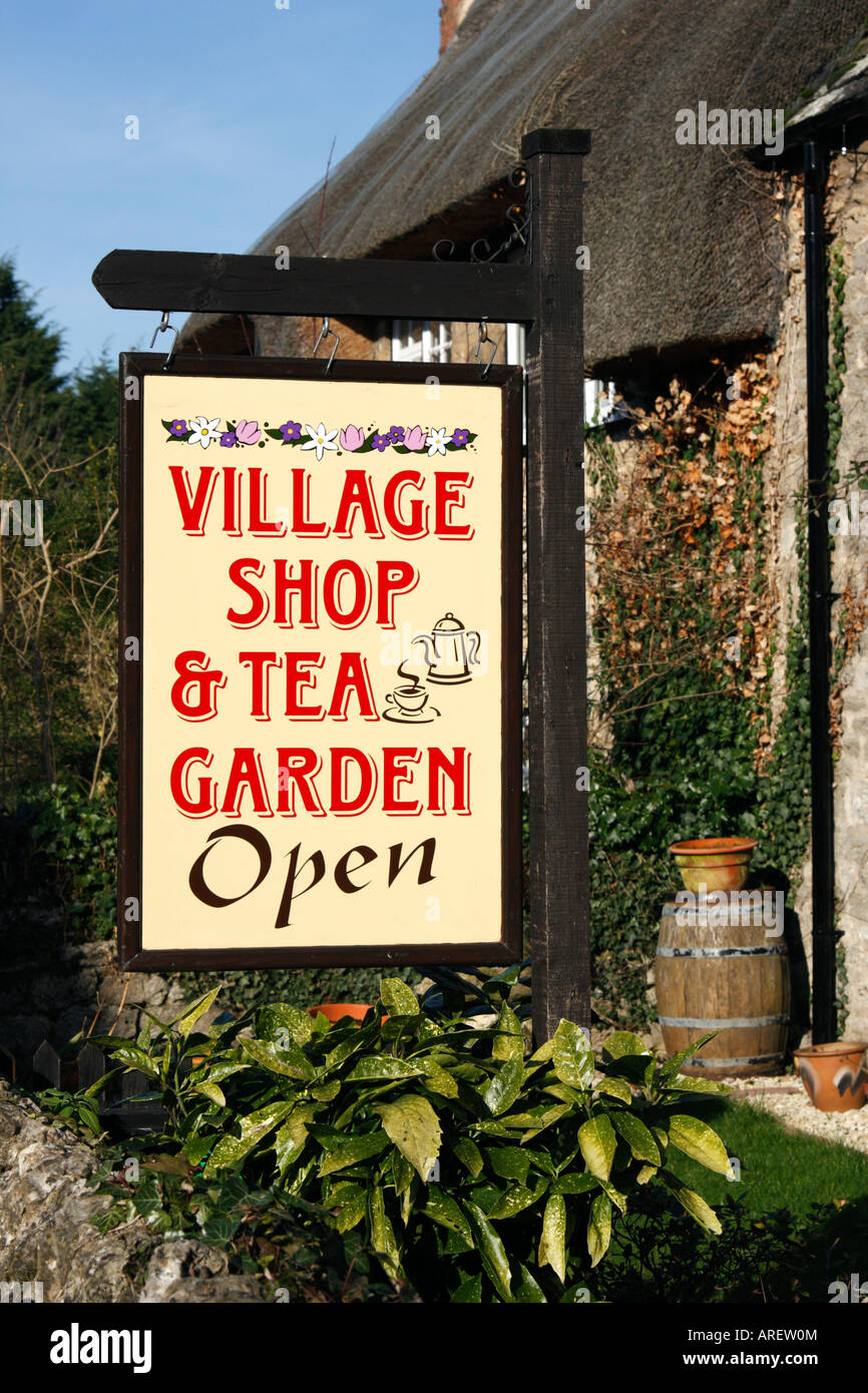[Village shop] and [tea garden] sign, Wytham, Oxfordshire, England, UK ...
