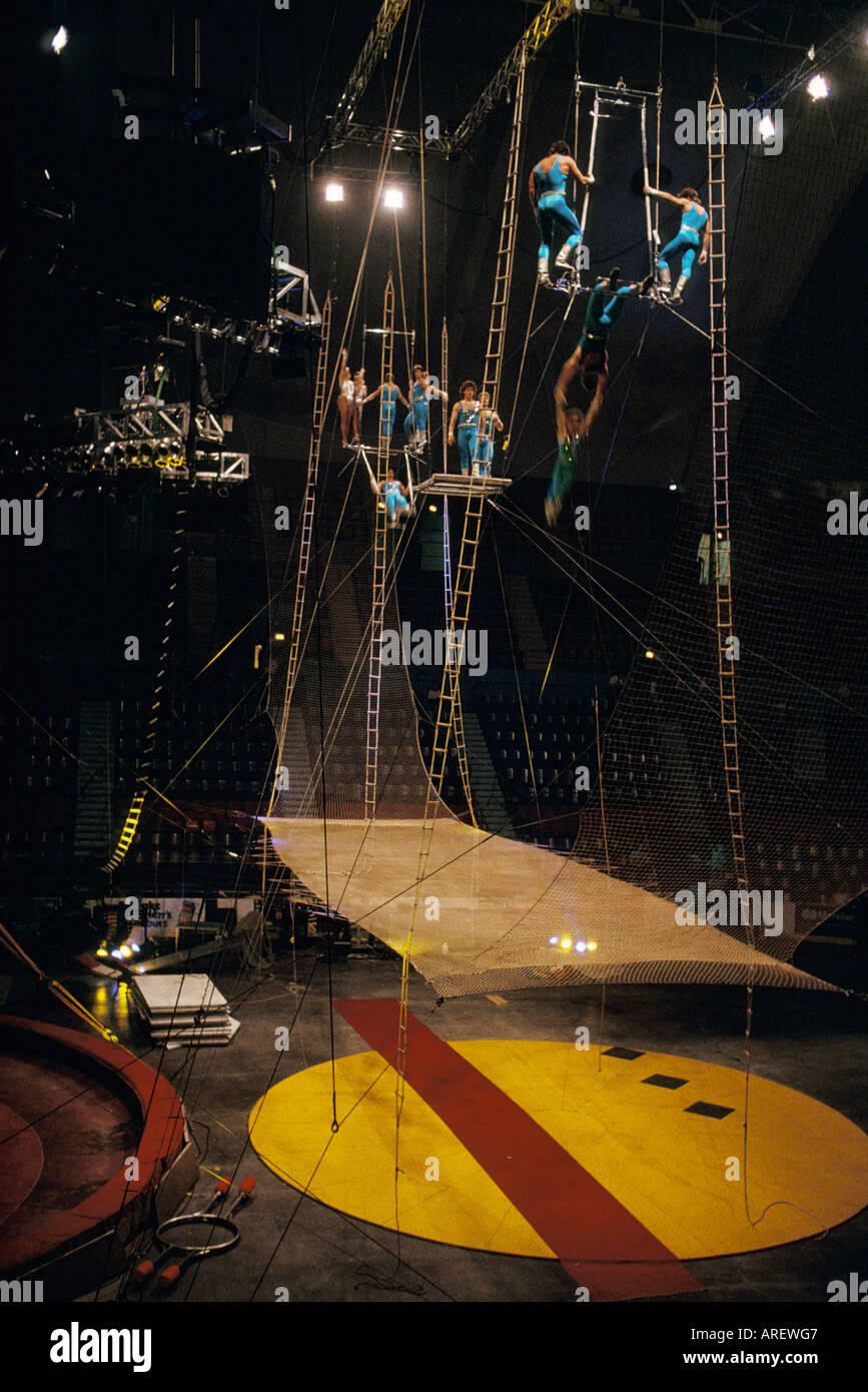 circus performer trapeze artist spotlight Stock Photo - Alamy