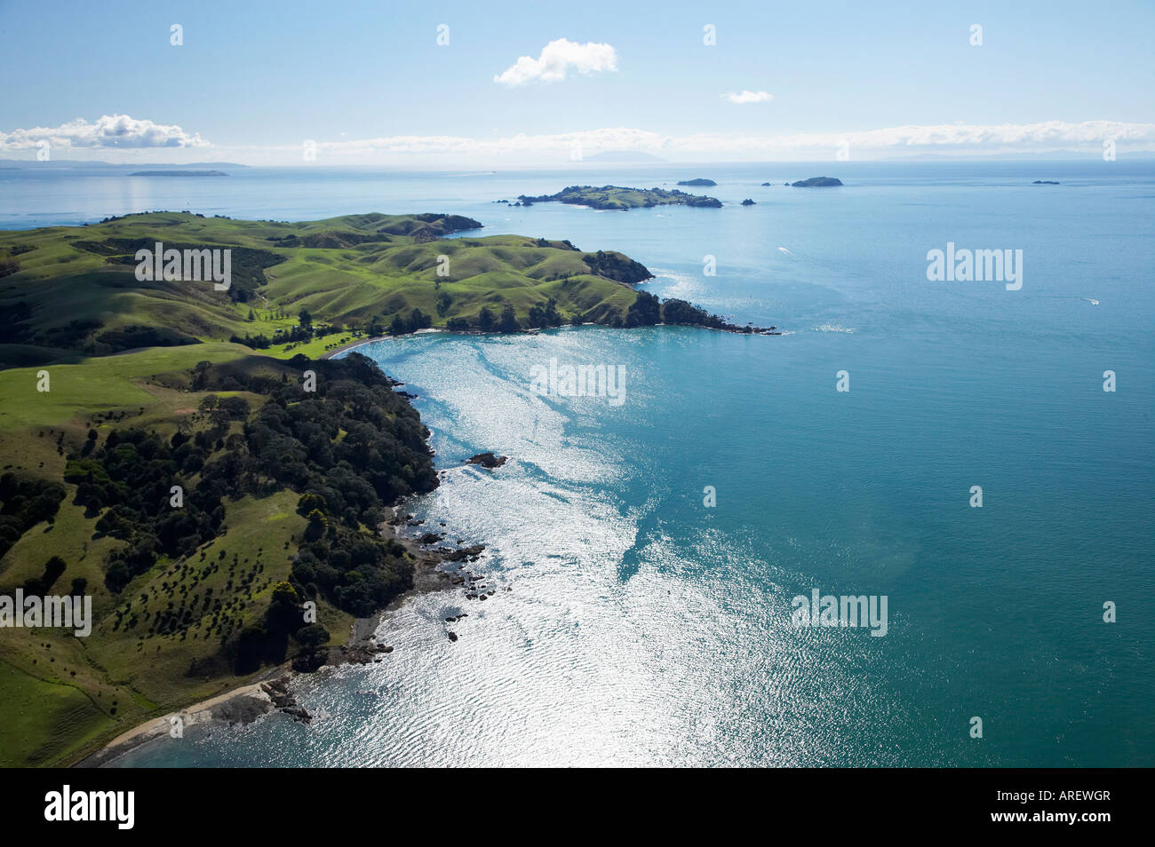 Home Bay Motutapu Island Auckland North Island New Zealand Aerial Stock ...