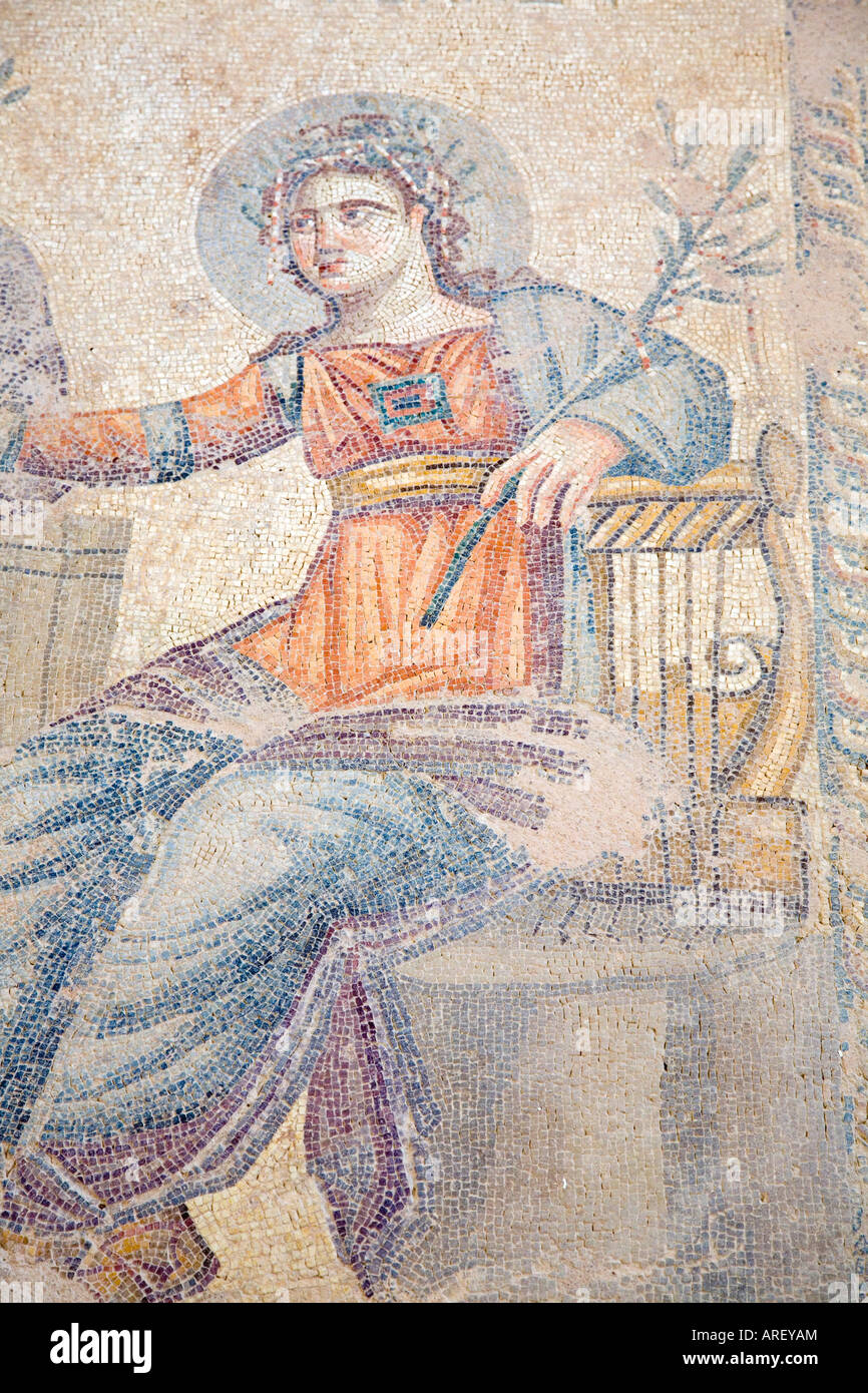 Mosiac House of Dionysos, ancient Greek mosaic art in Cyprus Stock ...