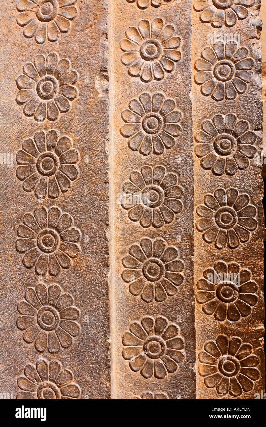 Flower motif bas reliefs decorating the tomb of Artaxerxes II at ...