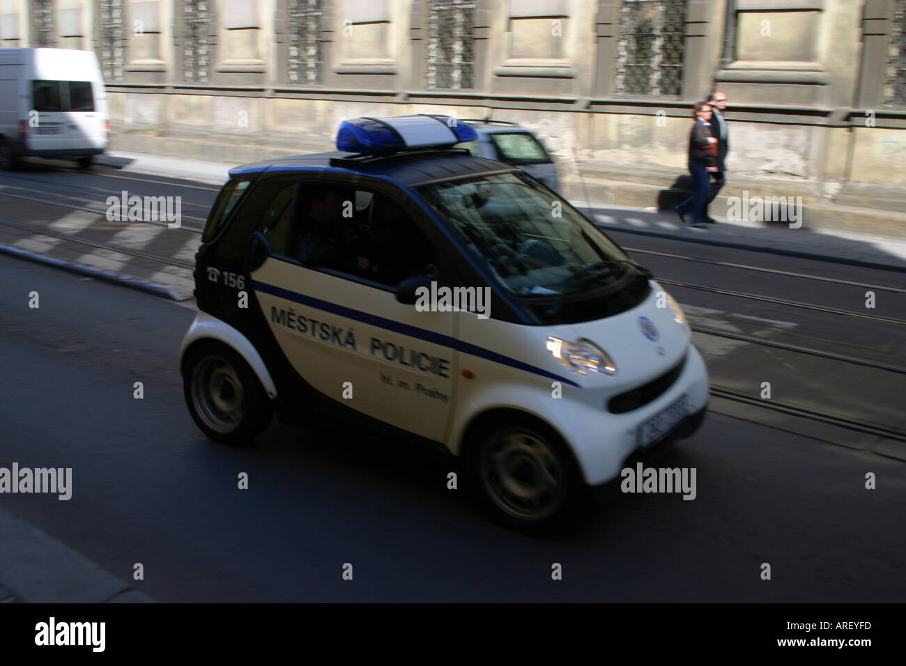 Police SMART car in Prague, Czech Republic Stock Photo - Alamy