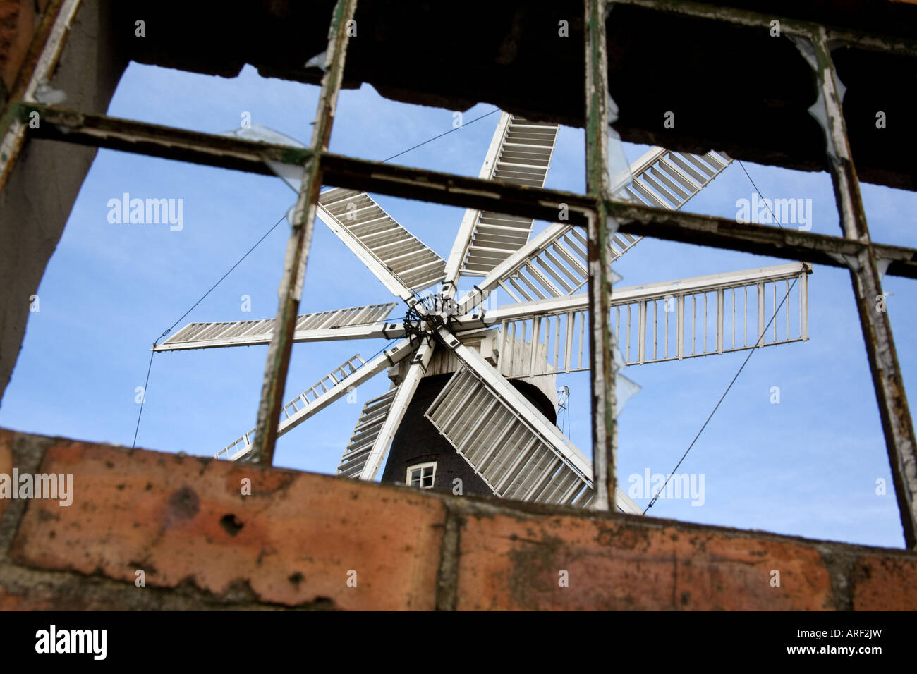 Eight sail windmill at Heckington South Lincolnshire through old broken ...