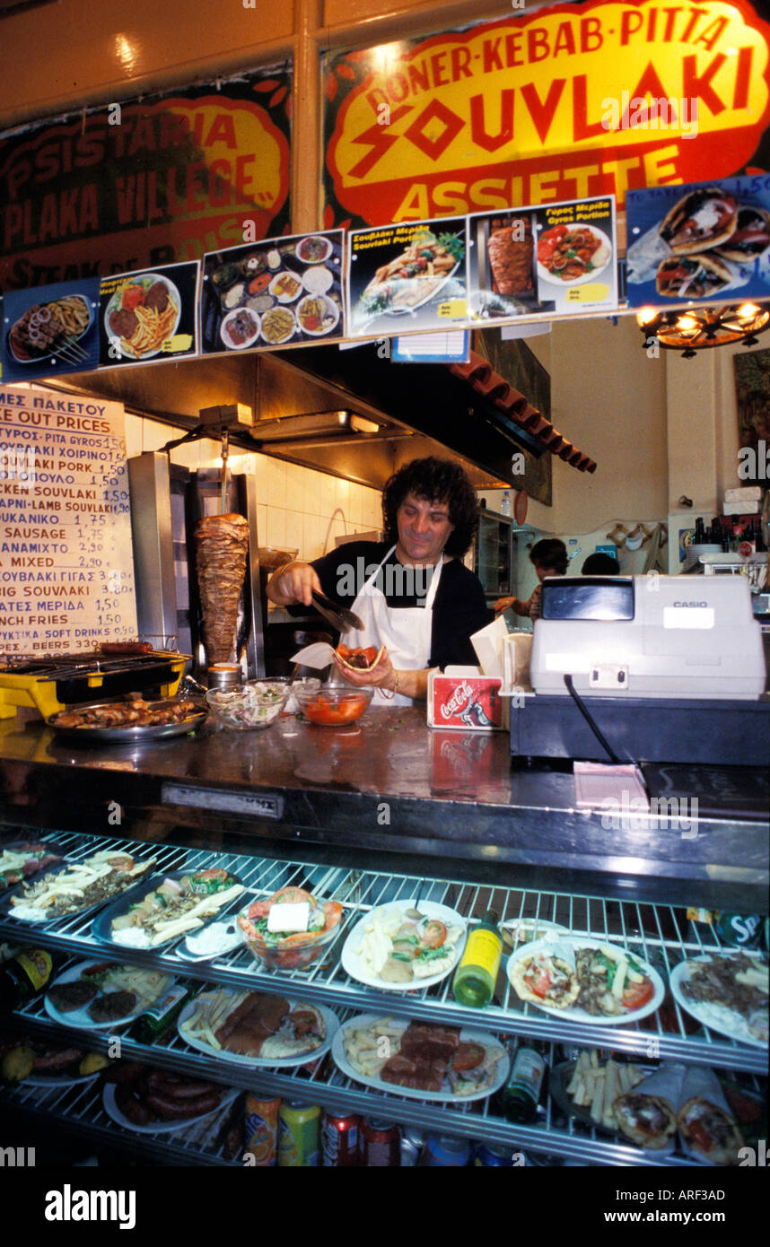 Souvlaki in Pitta bread Athens Greece Michele De Giovanni Pixida Stock ...