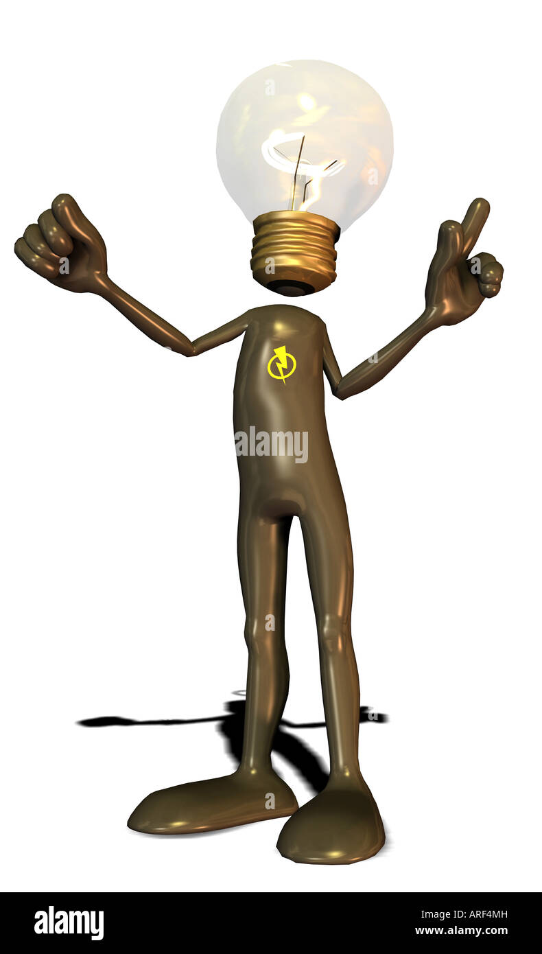 bulb man mascot and symbol for Electricity Stock Photo - Alamy