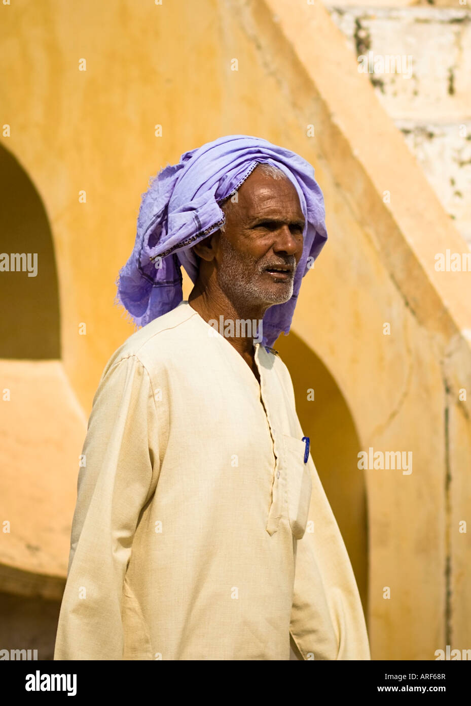 Indian man walking in Jantar Mantar observatory - Jaipur, Rajasthan ...