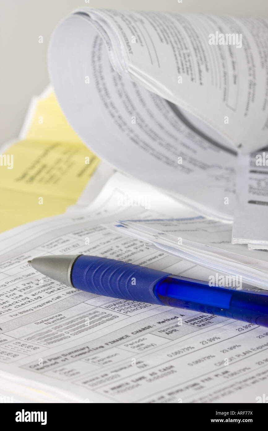 Personal finance letters pile of monthly bill bills household from ...