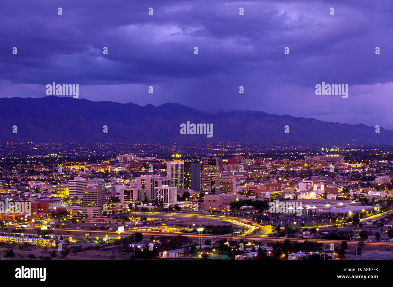 Nighttime view of downtown Tucson AZ USA Stock Photo - Alamy