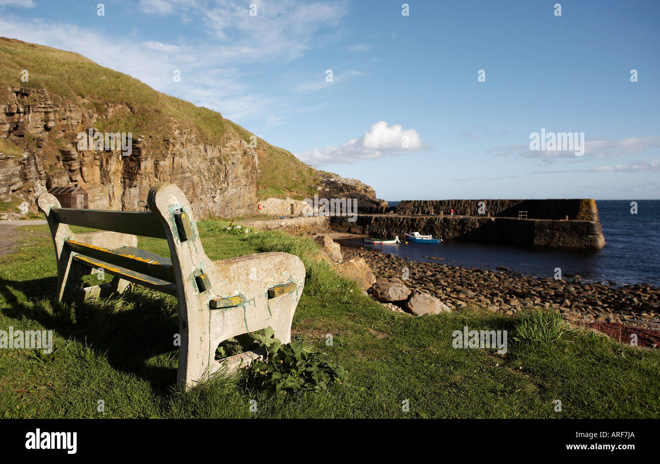 Wooden Seat overlooking Harbour Latheronwheel Caithness Scotland Stock ...